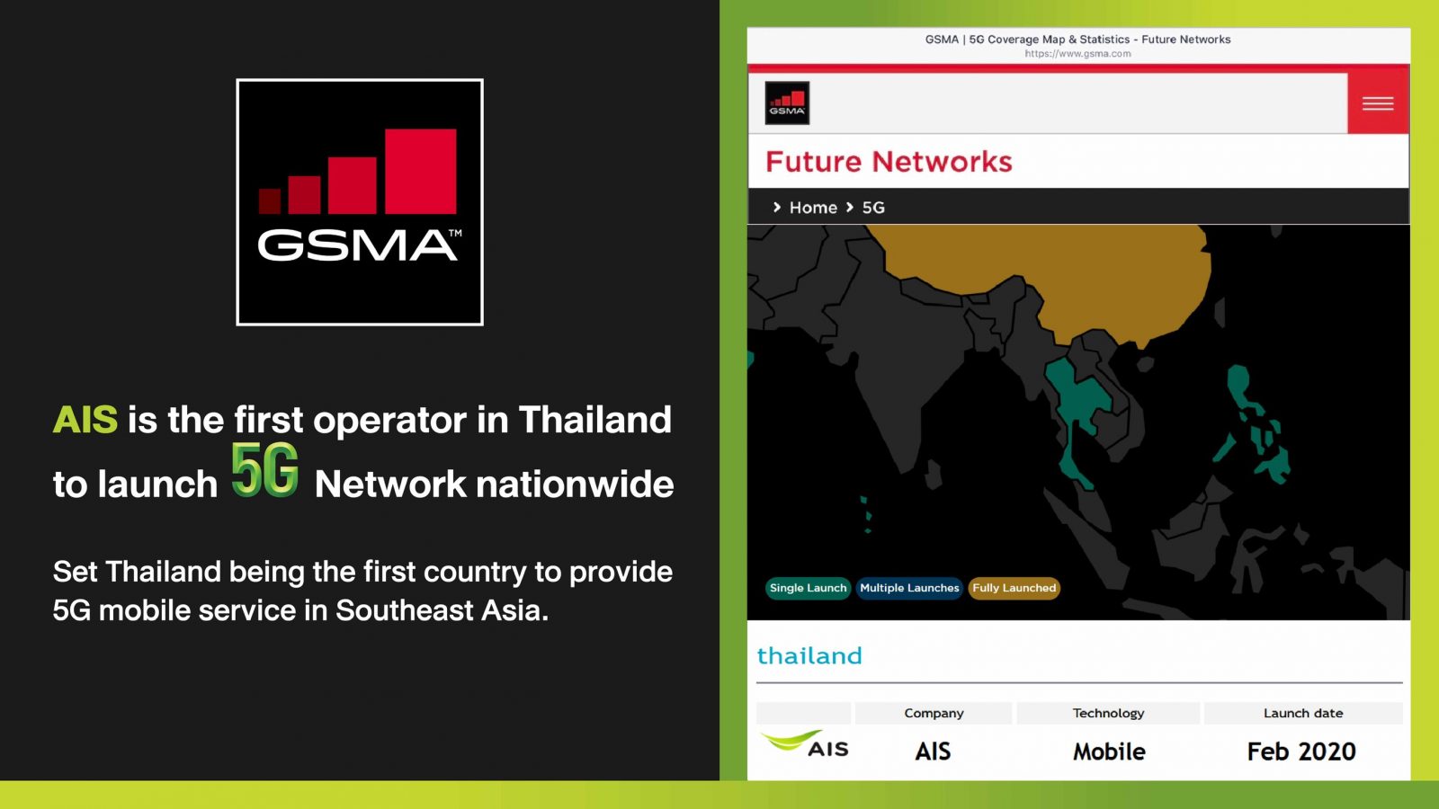 GSMA certified AIS as the first and only 5G network operator in ...